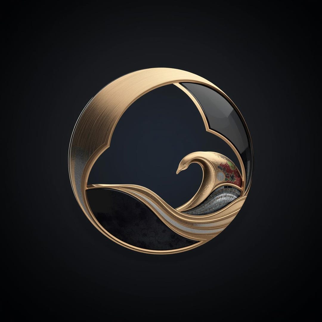 Luxury Gold Wave Logo – 3D Emblem, Commercial Rights (JPG) - Etsy