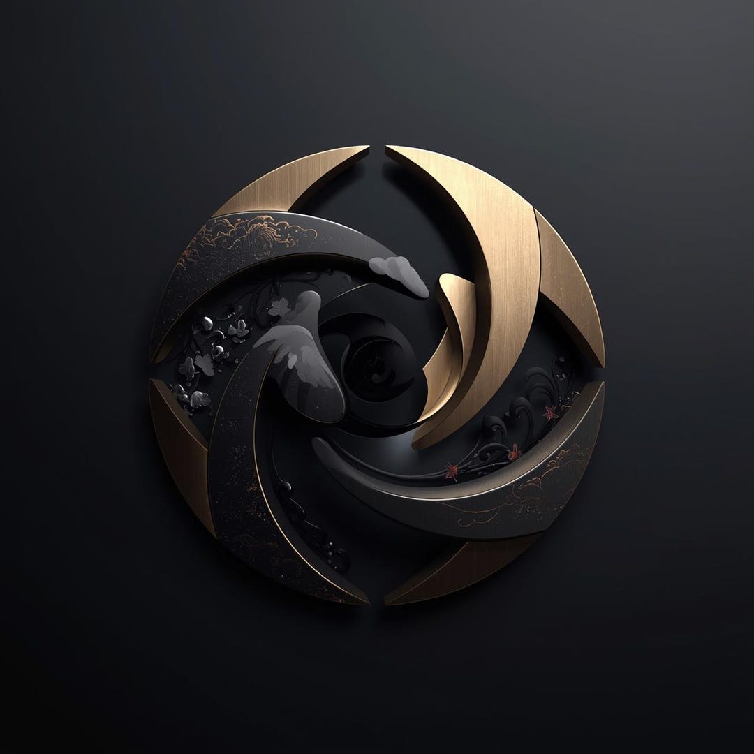 Luxury 3D Swirl Logo – Black and Gold Emblem (1200x1200 JPG) - Etsy