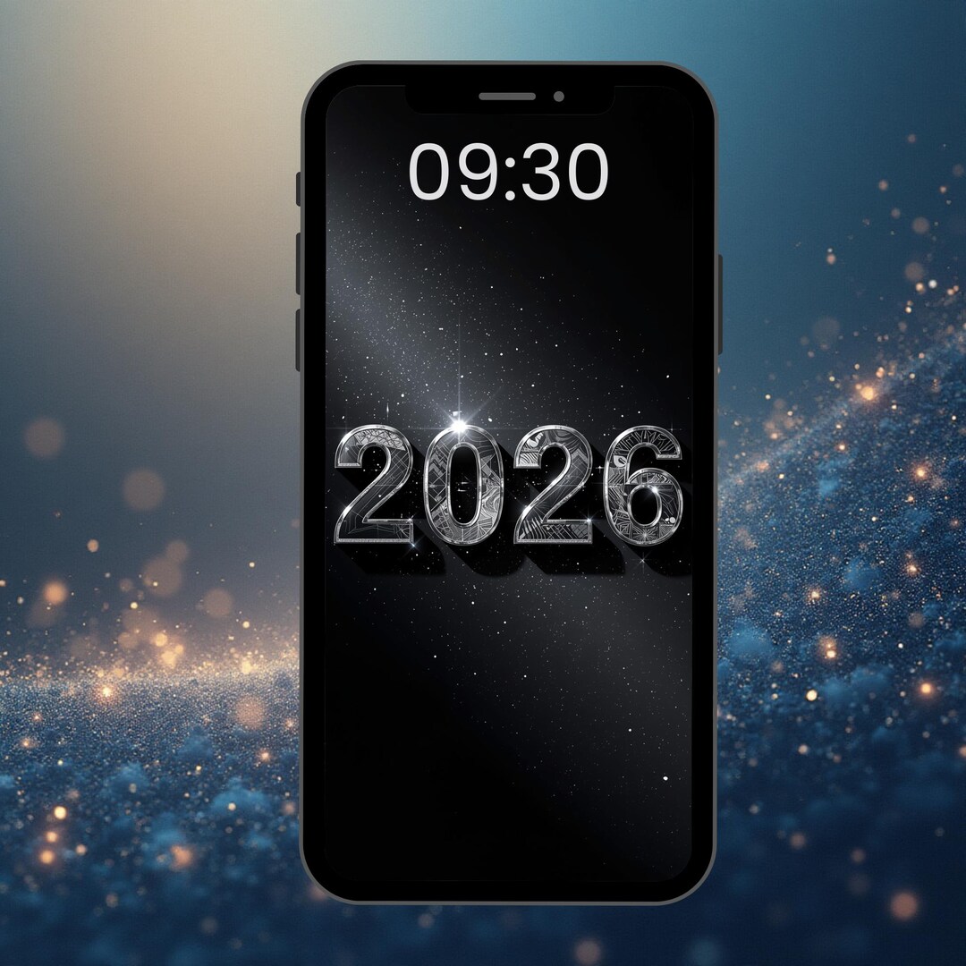 Luxury 2026 Chrome Phone Wallpaper – New Year Lock Screen (4K Digital ...