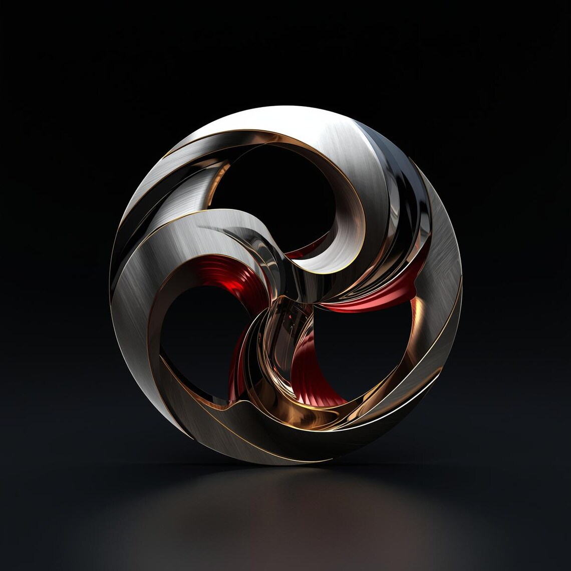 3D Metallic Triskelion Logo – Gold, Silver, Crimson Emblem (1200x1200 ...