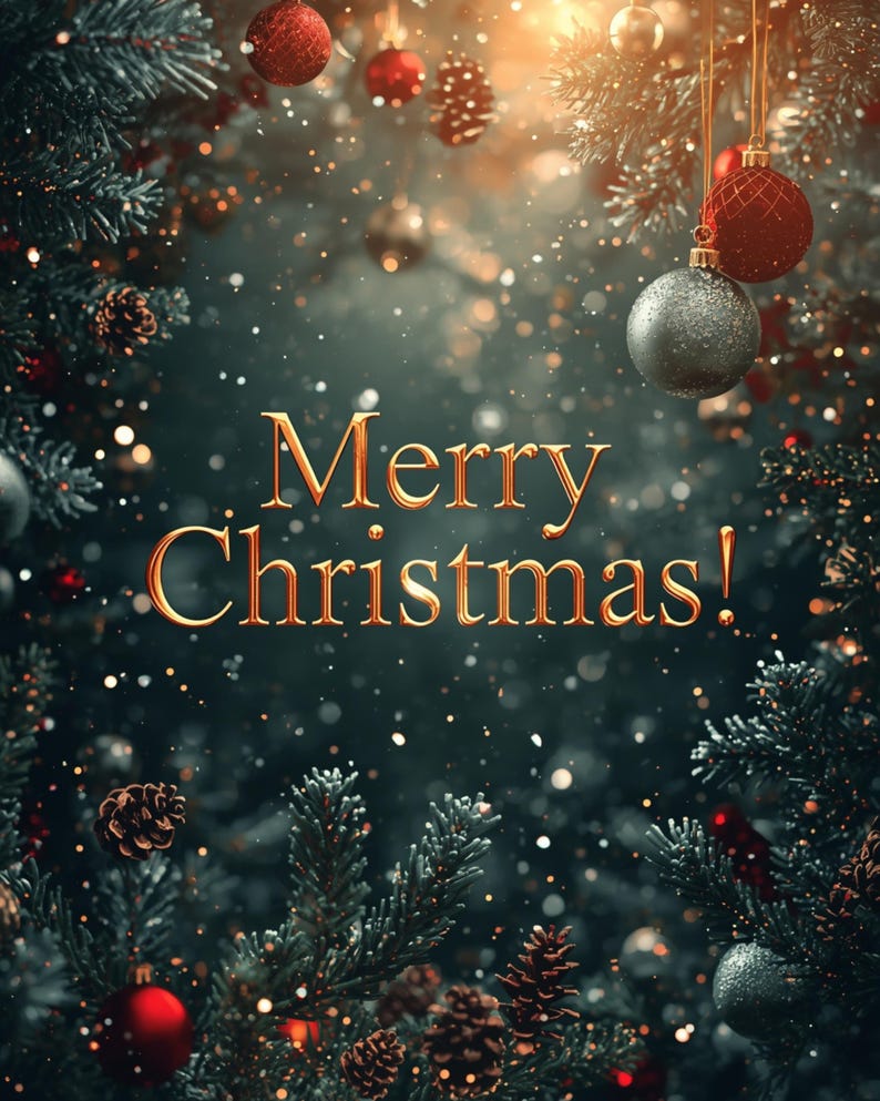 Luxury Christmas Poster Set | Red, Gold Holiday Pngs (digital Download ...