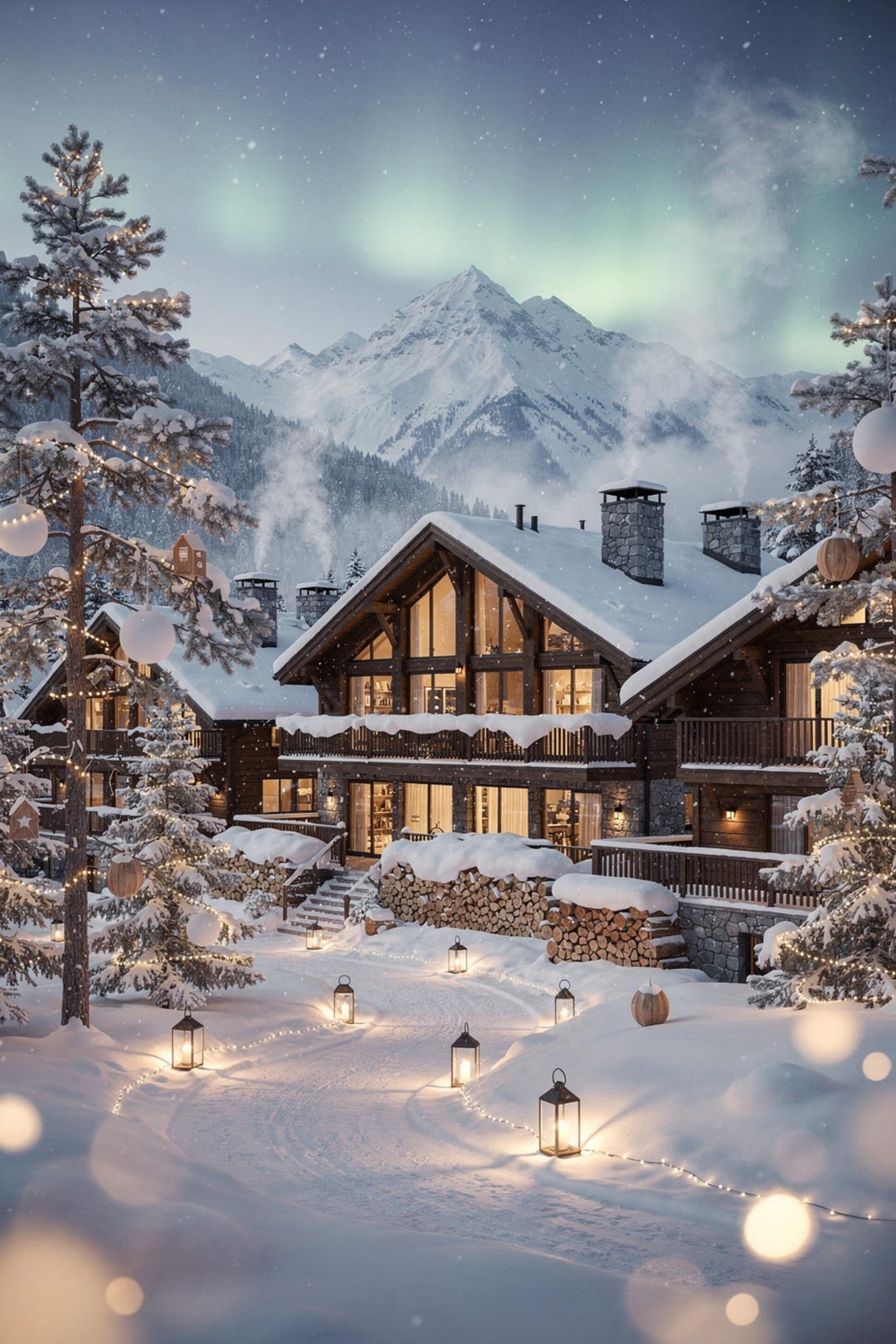 Scandinavian Christmas Lodge Backgrounds – Luxury Winter Cabins (12 JPG ...