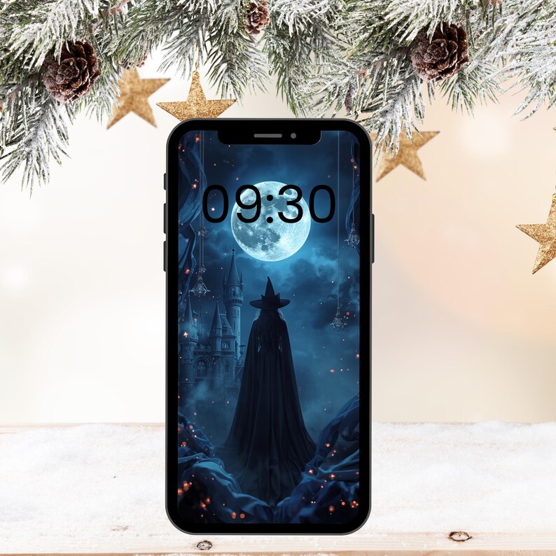 Gothic Witch Phone Wallpaper 4K: Castle Moonlight Backgrounds (set of 8 ...