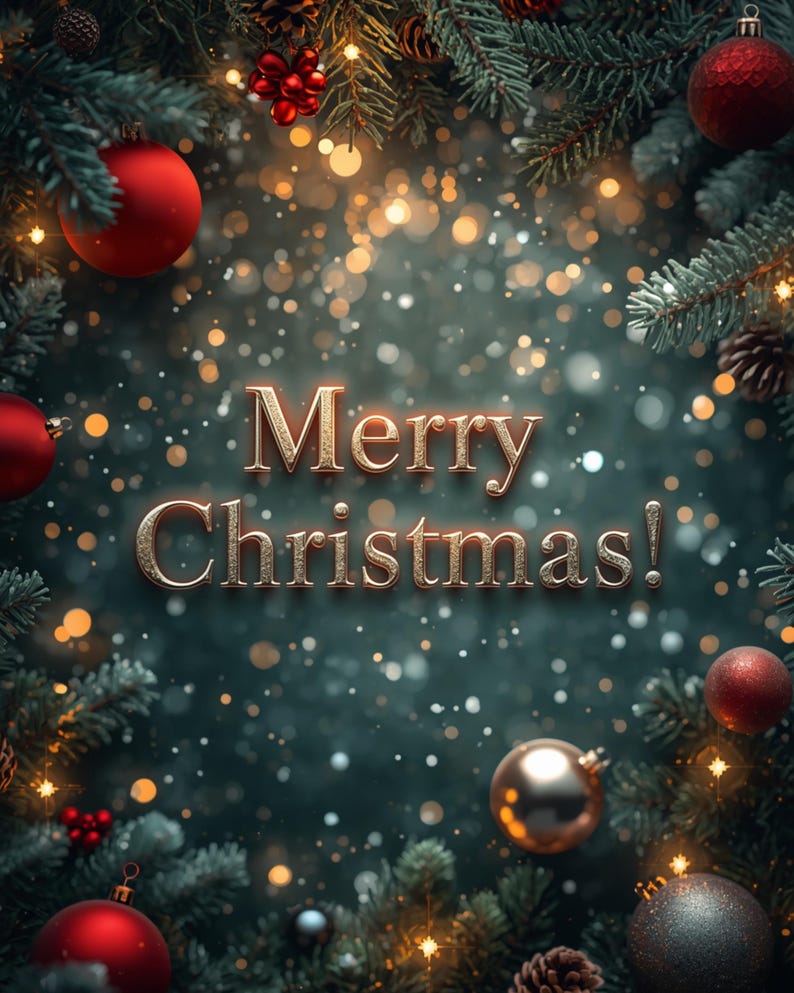 Luxury Christmas Poster Set | Red, Gold Holiday Pngs (digital Download ...