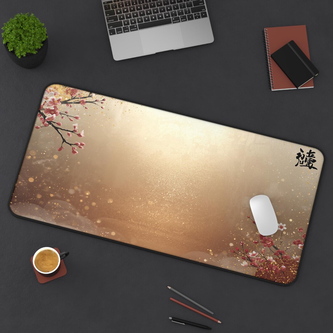 Cherry Blossom Desk Mat | Neoprene Home Office Decor - Etsy