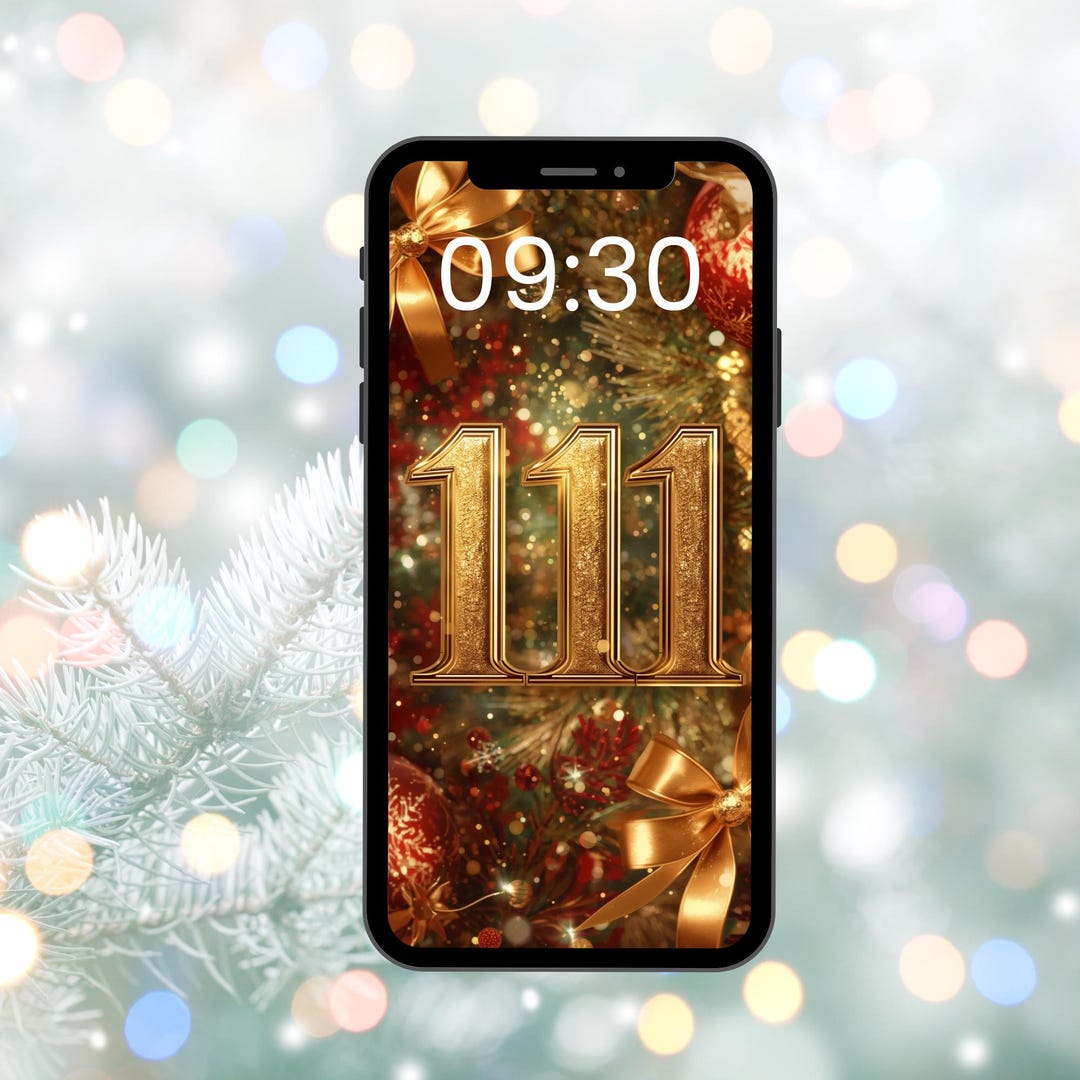Luxury Gold 111 Angel Number Christmas Wallpaper – 4K Phone Lock Screen ...