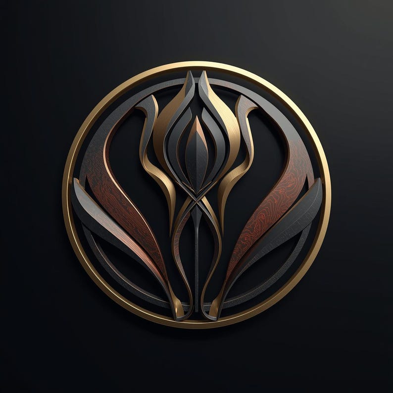 Exclusive Golden Iris Logo – 3D Metallic Floral Emblem - Etsy