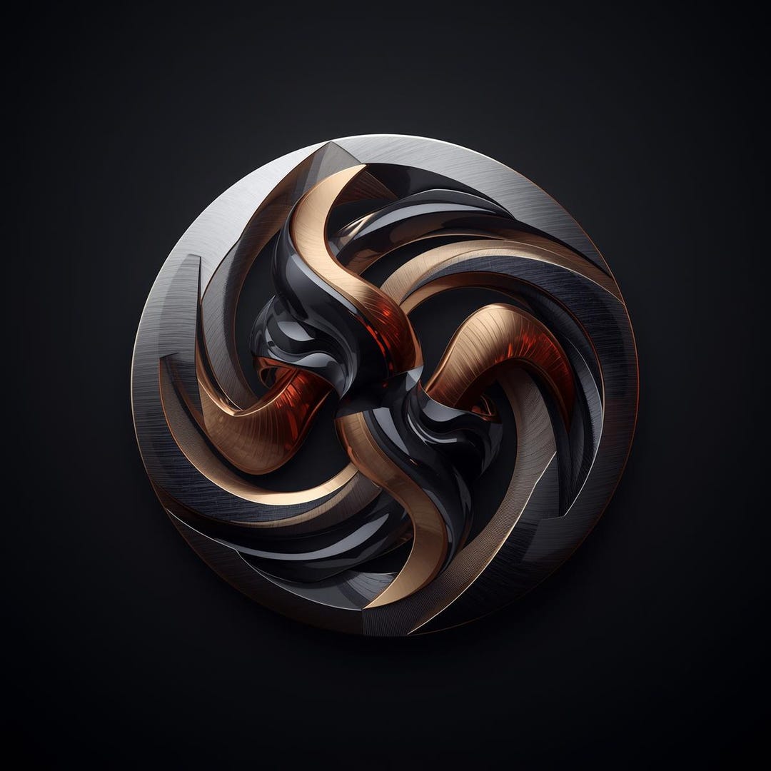 Exclusive 3D Metallic Fusion Logo | Gold, Silver & Black Emblem - Etsy