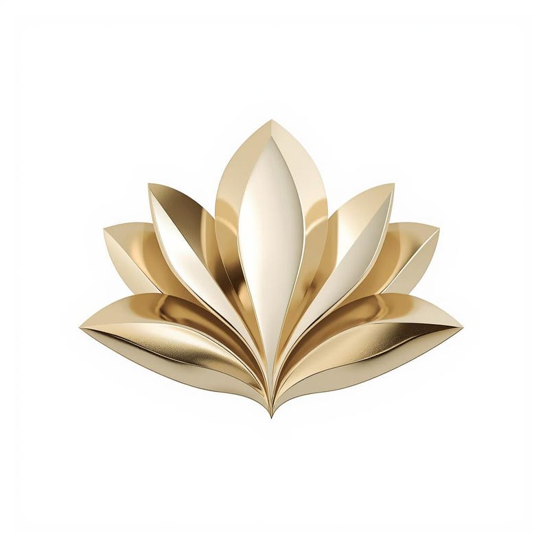 Exclusive Gold Lotus Logo - 3D Emblem Design (1024x1024 JPG) - Etsy