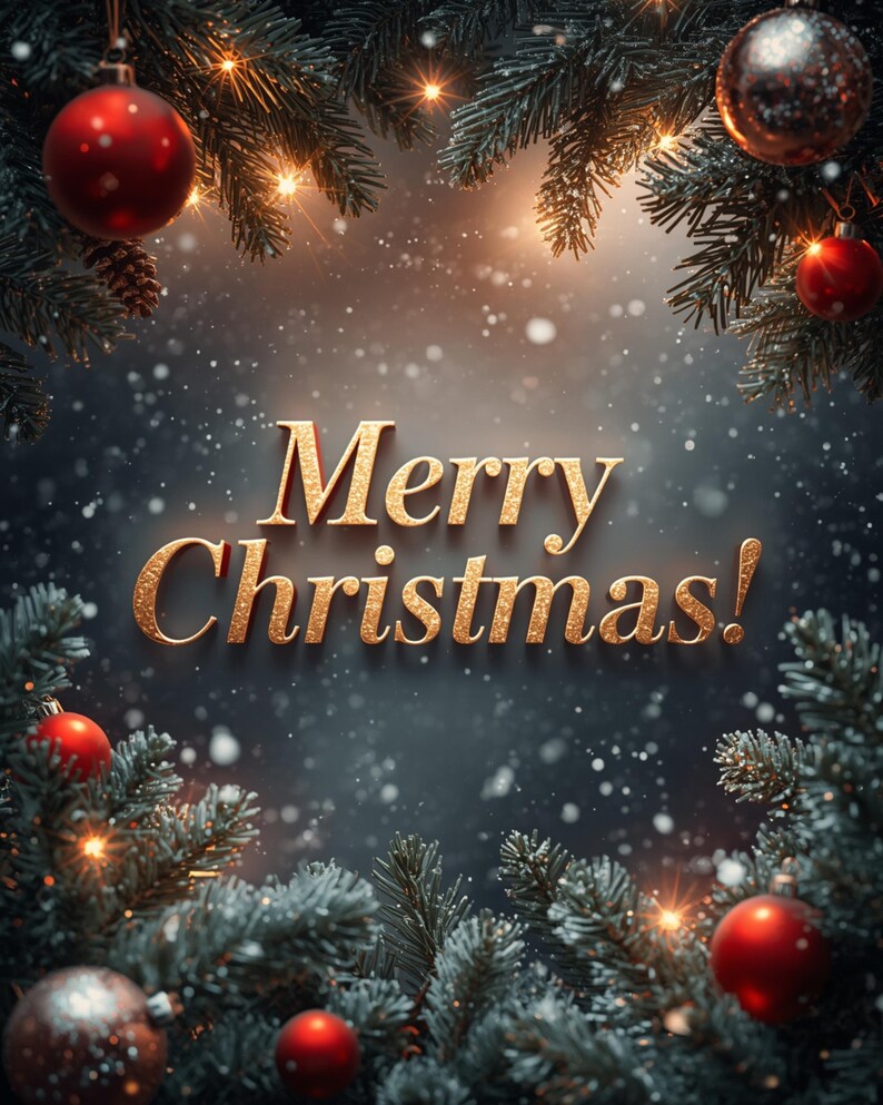 Luxury Christmas Poster Set | Red, Gold Holiday Pngs (digital Download ...