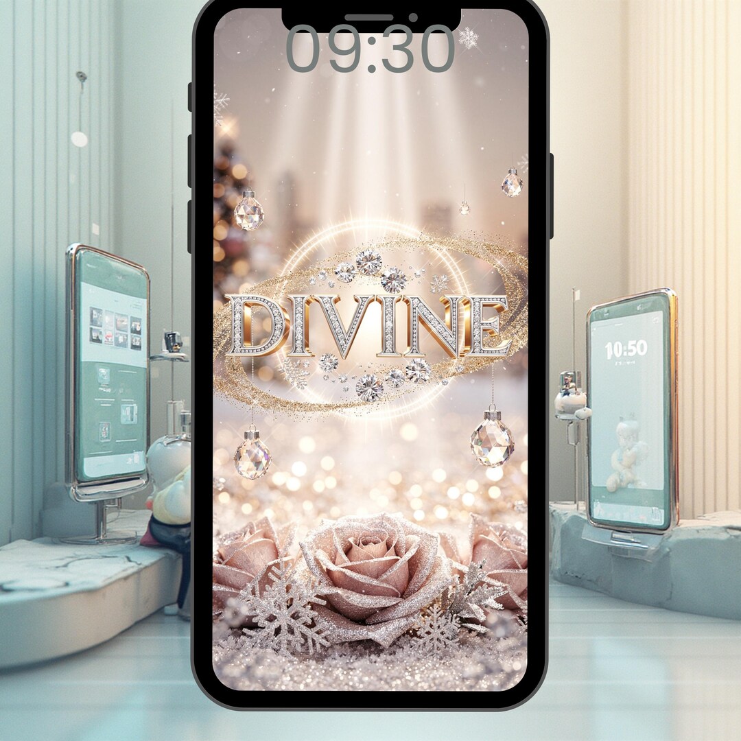 Luxury Christmas Phone Wallpaper: Rose Gold Crystals (digital Download ...
