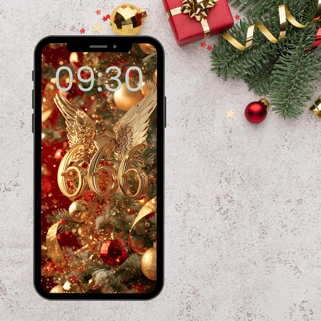 4K Angel Number 666 Wallpaper – Gold Christmas Phone Background ...