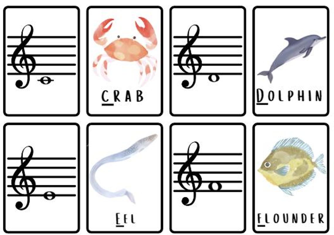 Music Note Flashcards, Treble Bass Clef Flashcards, Music Flashcards ...