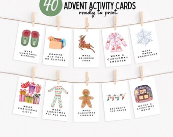Printable Christmas Advent Calendar Activity Cards: Festive Holiday Fun ...