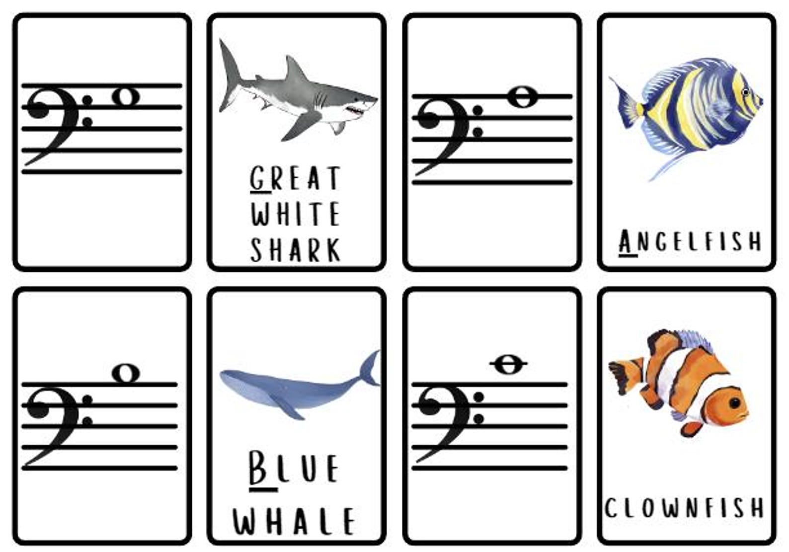 Music Note Flashcards, Treble Bass Clef Flashcards, Music Flashcards ...
