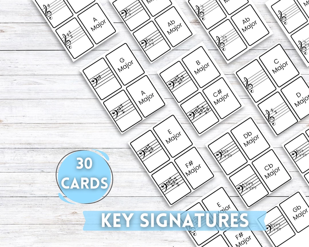 Key Signature Flashcards: Music Learning Game (printable) - Etsy