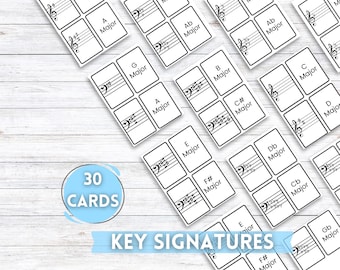 Key Signature Flashcards: Music Learning Game (printable) - Etsy