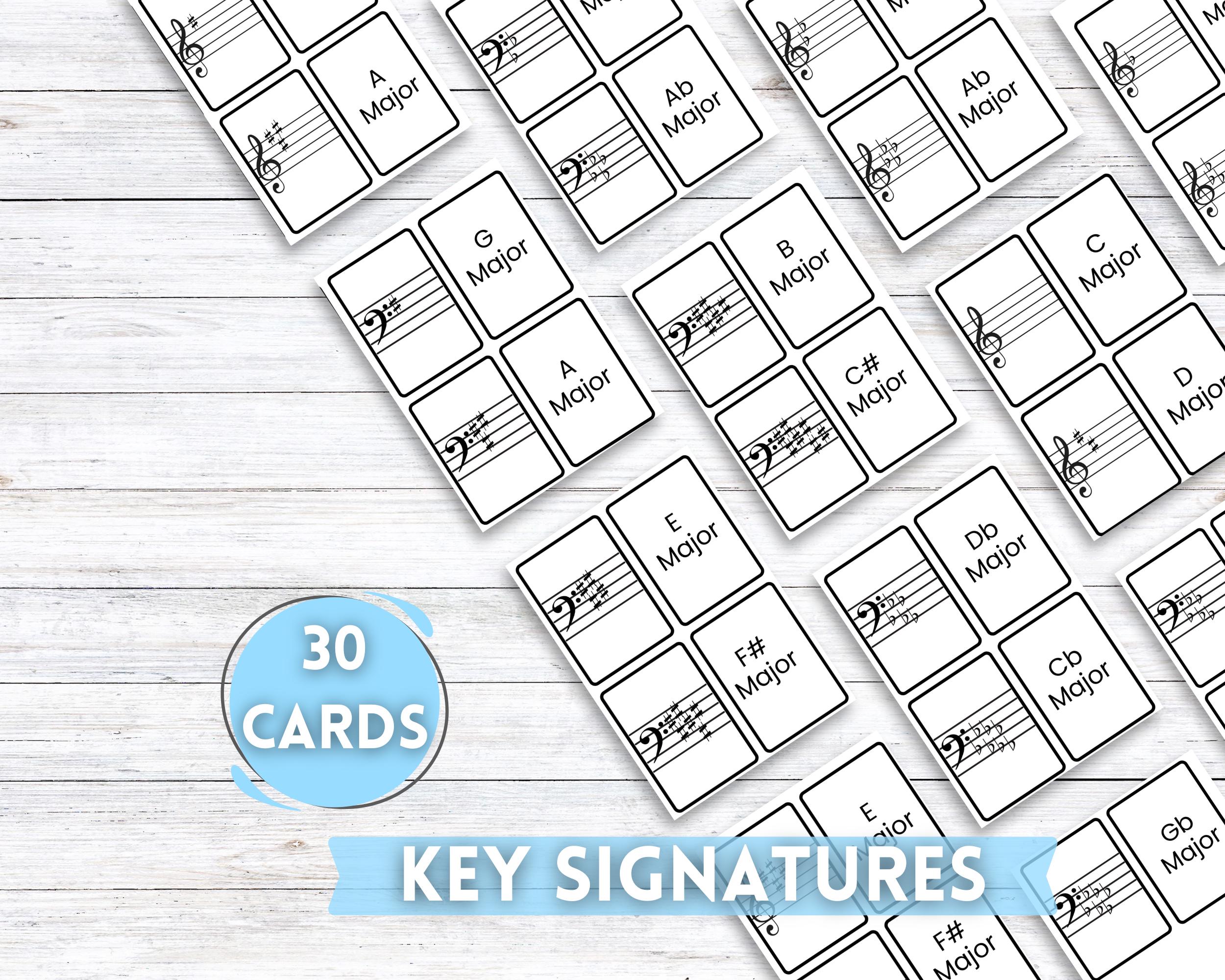 Key Signature Flashcards: Music Learning Game (printable) - Etsy