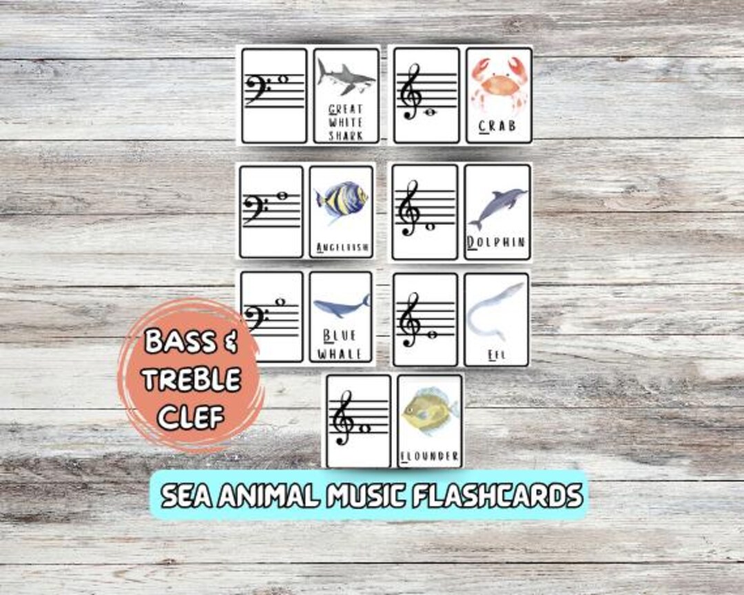 Music Note Flashcards, Treble Bass Clef Flashcards, Music Flashcards ...