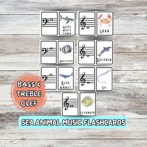 Music Note Flashcards, Treble Bass Clef Flashcards, Music Flashcards ...