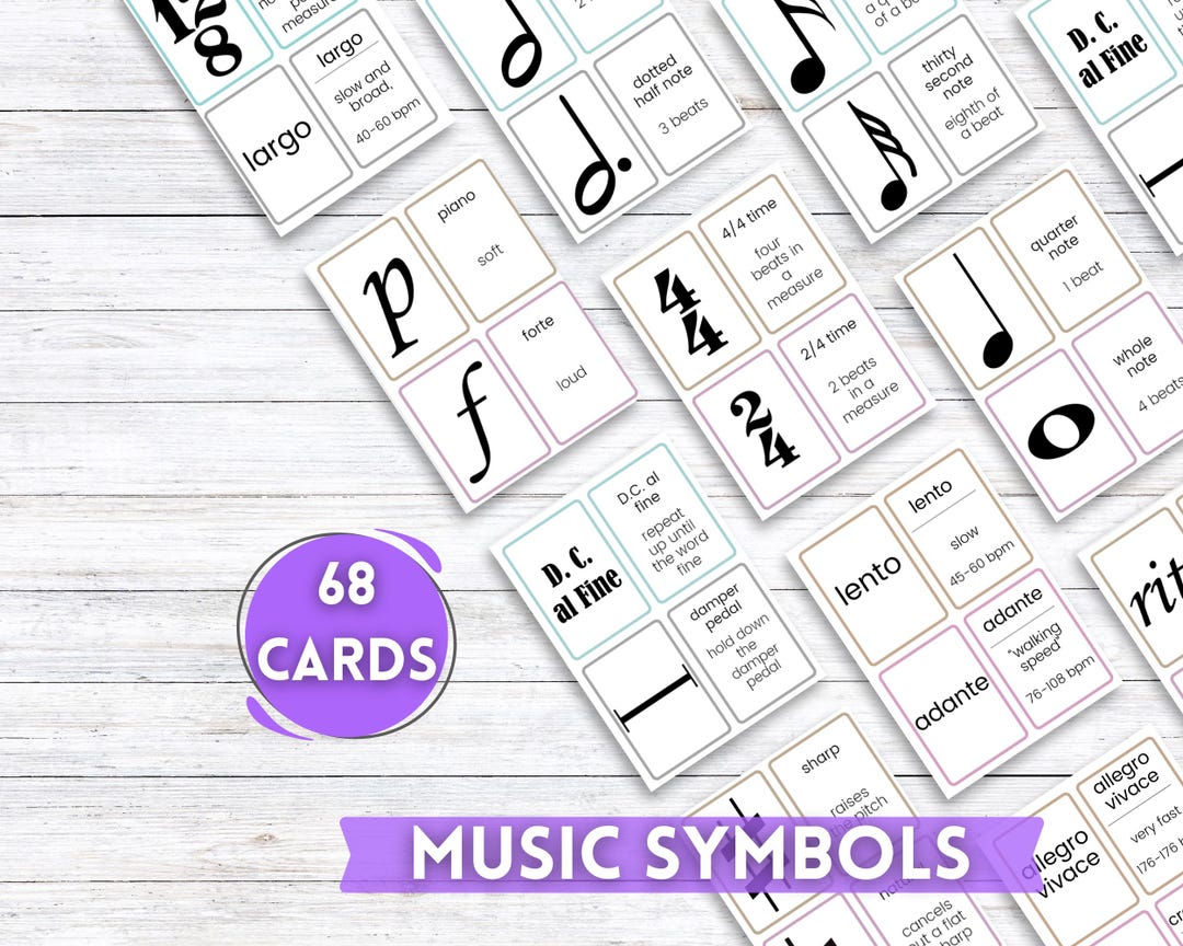 Music Symbol Flashcards Music Games Music Notes and Symbols Homeschool ...