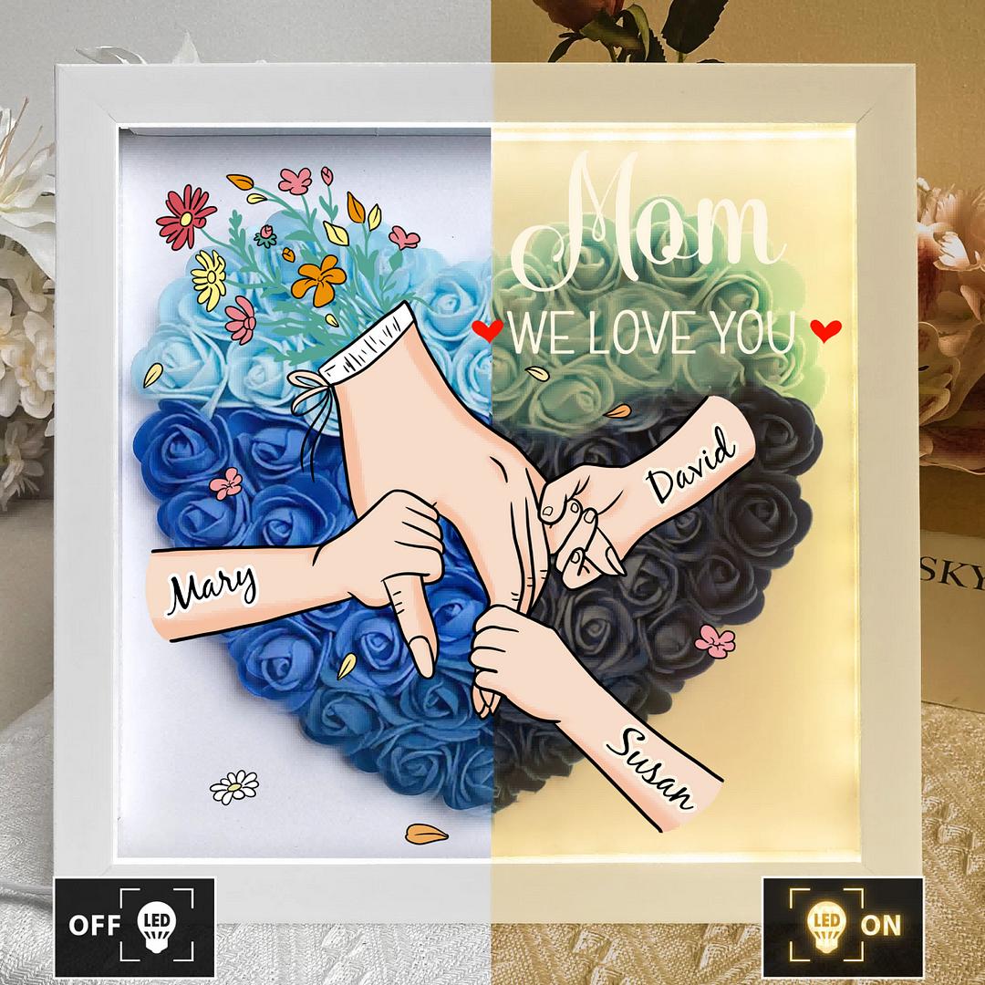 Personalized Mom Flower Shadow Box, Mother's Day Gift, Custom Roses ...
