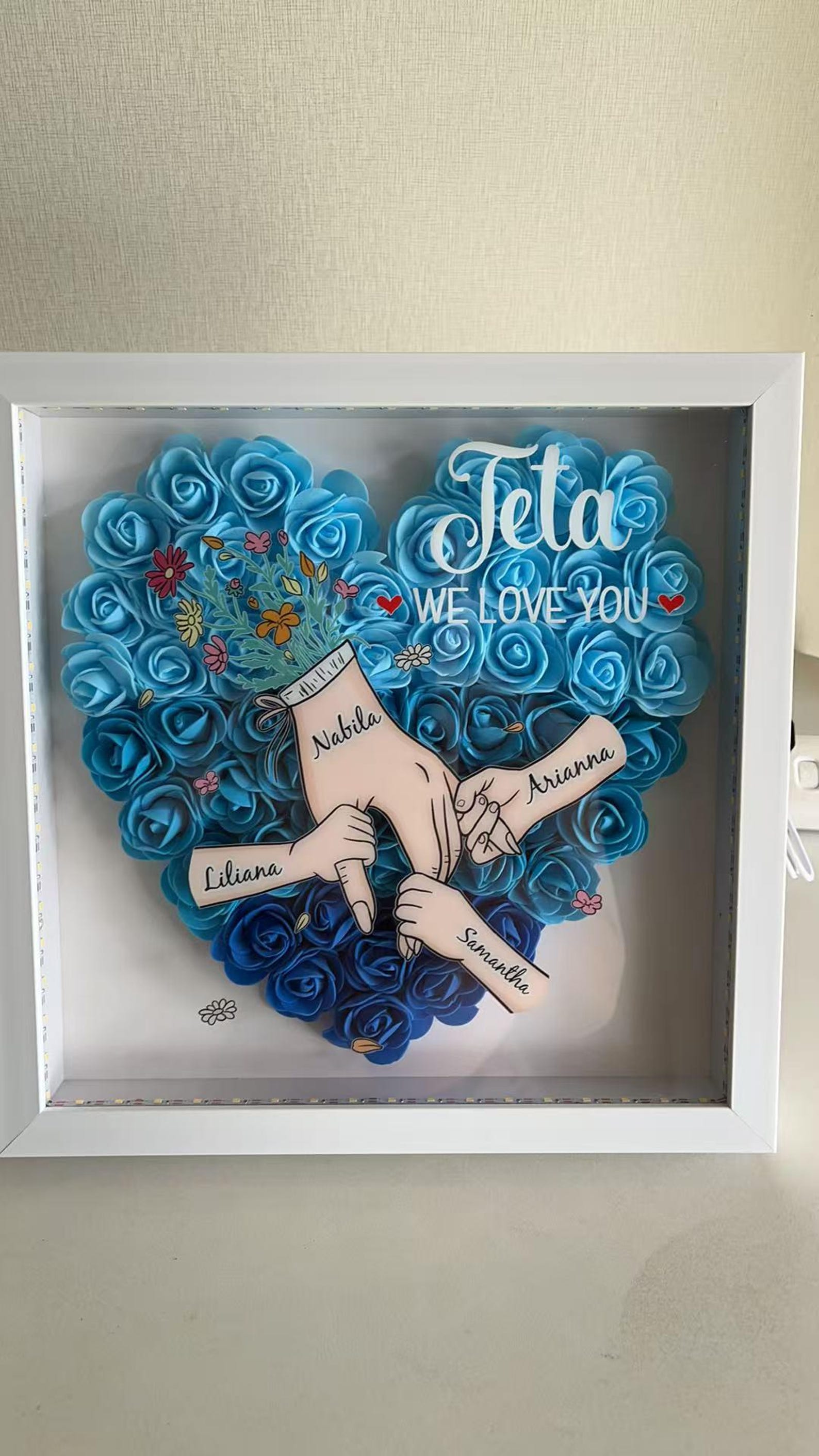 Personalized Mom Flower Shadow Box, Mother's Day Gift, Custom Roses ...