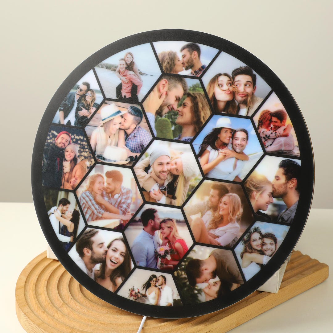 Custom Photo Collage LED Wood Sign: Personalized Couple Gift - Etsy