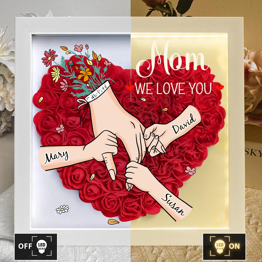 Personalized Mom Flower Shadow Box, Mother's Day Gift, Custom Roses ...