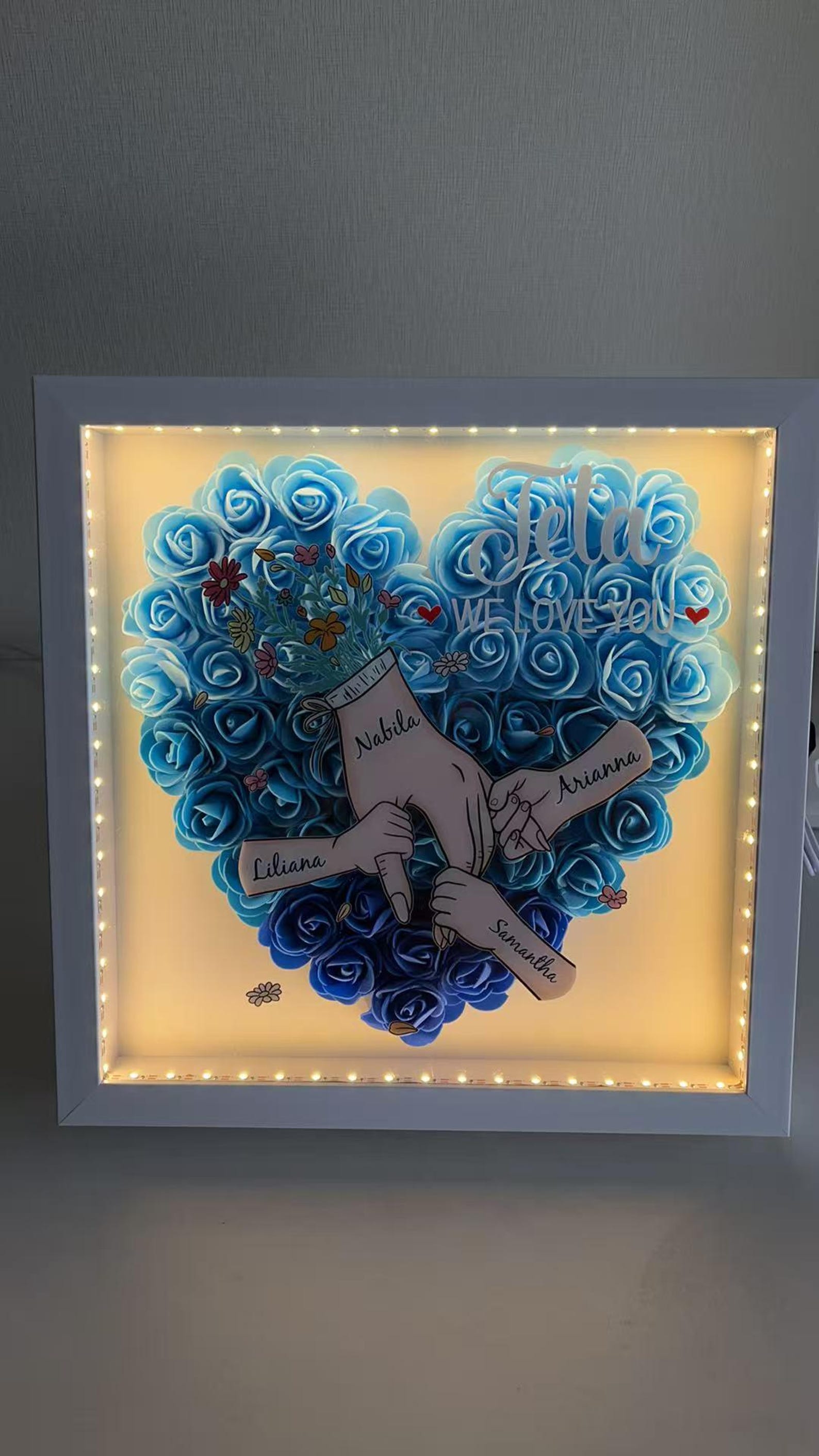Personalized Mom Flower Shadow Box, Mother's Day Gift, Custom Roses ...