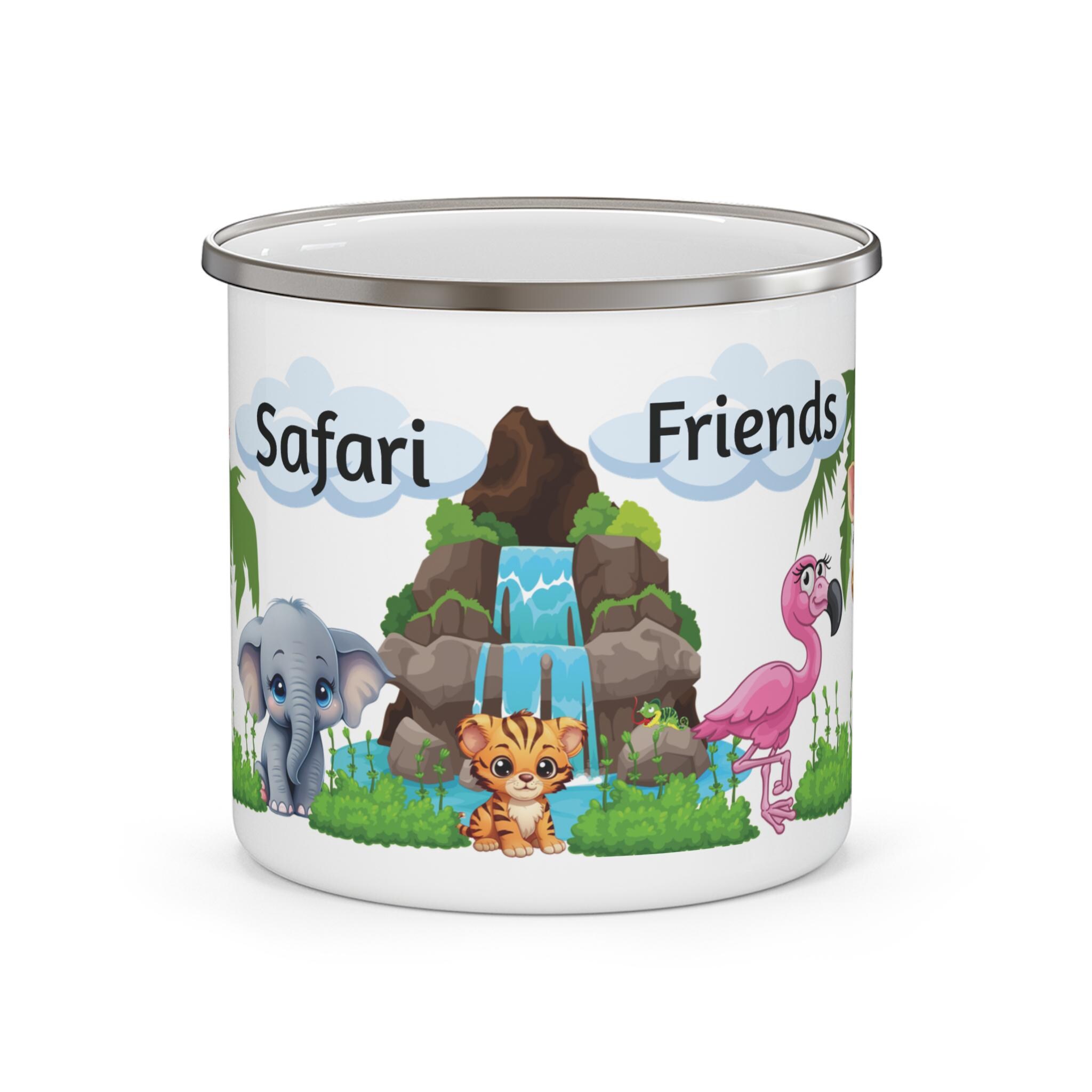 Enamel Camping Mug Safari Animals, Outdoor Adventure Cup, Wildlife ...