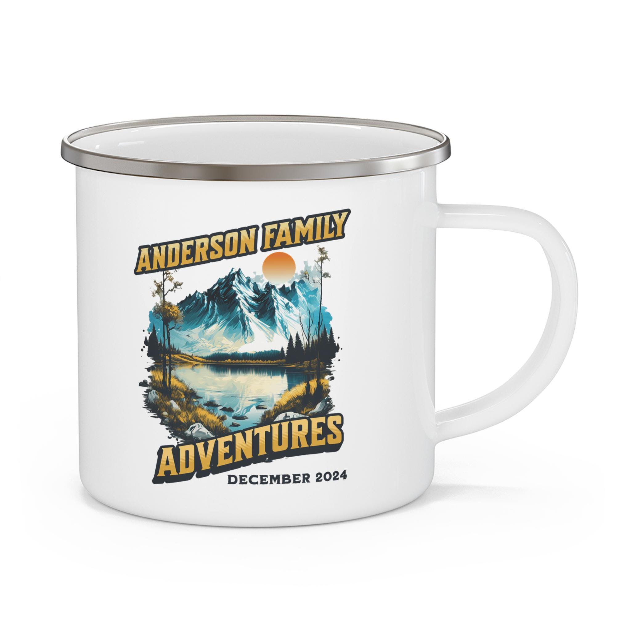 Personalized Enamel Camping Mug Custom Family Name and Date Outdoor ...