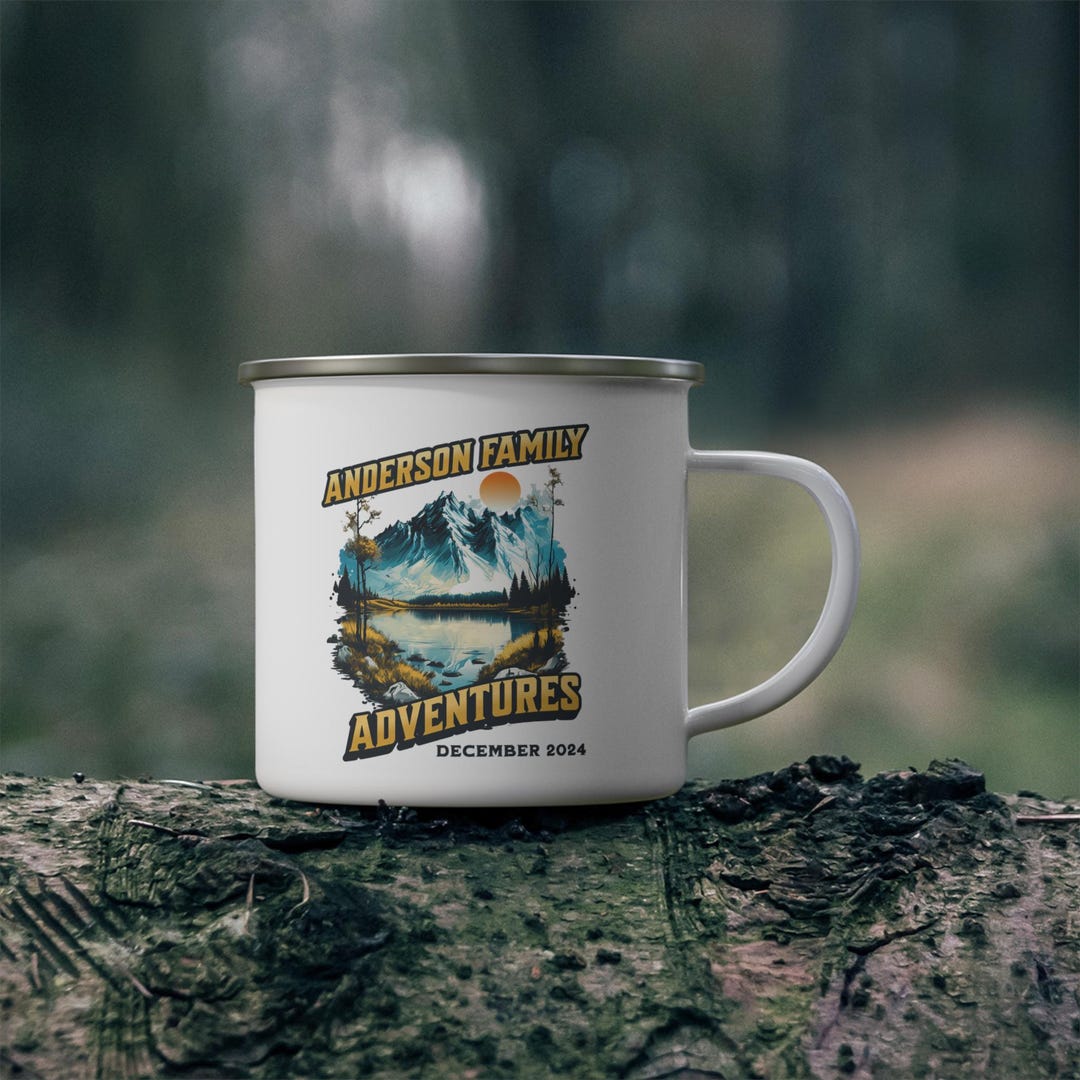 Personalized Enamel Camping Mug Custom Family Name and Date Outdoor ...