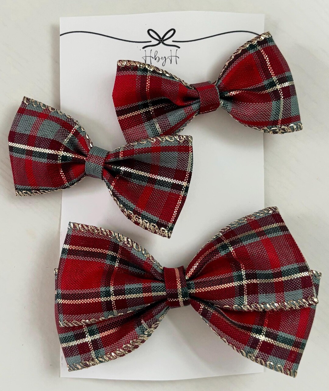 Red & Green Plaid Hair Bow Set Winter Hair Bow Girls Christmas Clip in Hair Bows Plaid Ribbon ...