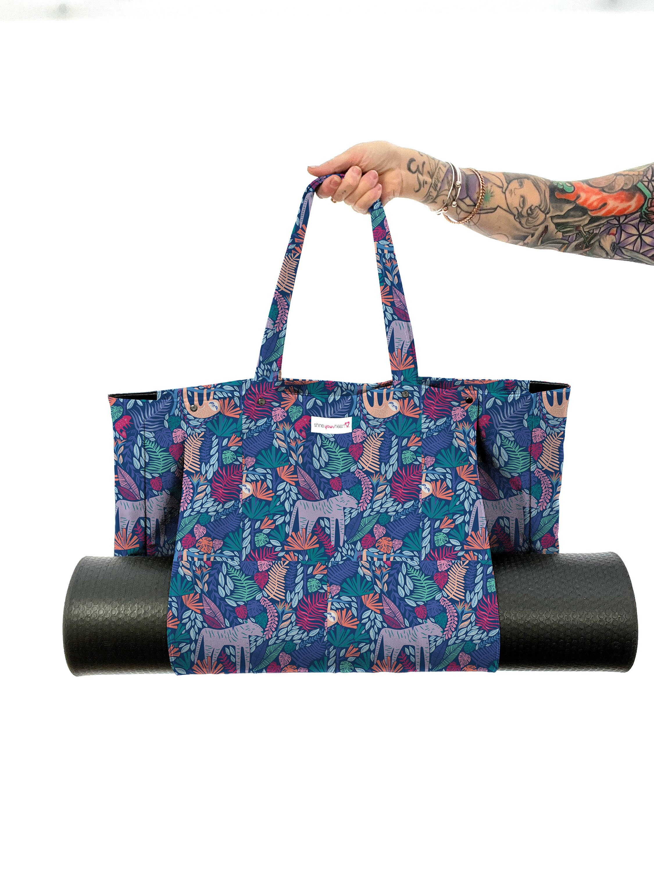 Yoga Tote Grande jungle Jolly, Yoga Bag, Yoga Mat Bag, Yoga Shoulder ...