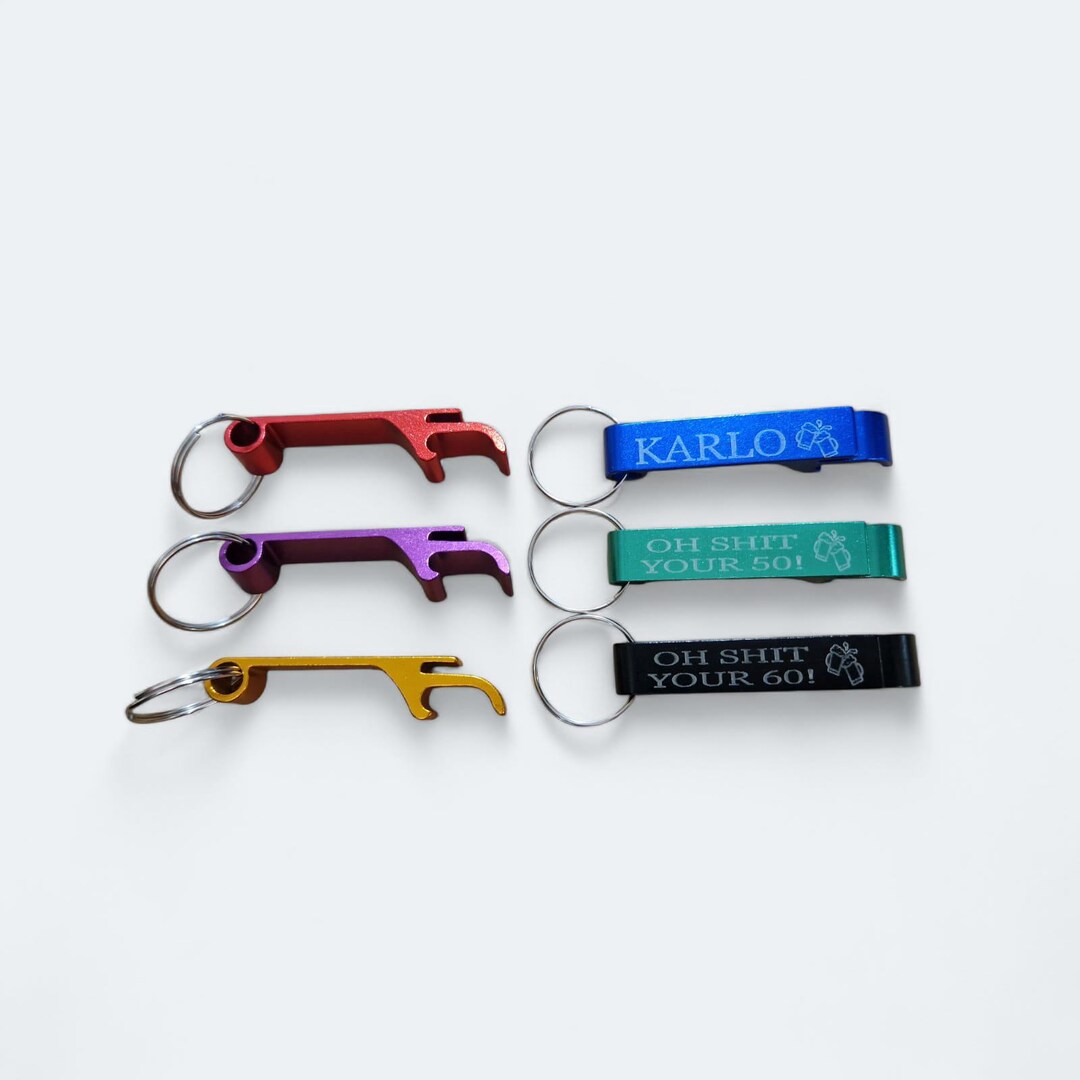 Personalized Birthday Favors Bottle Opener Keychains, Bulk Custom Engraved, 21st 30th 40th 50th ...