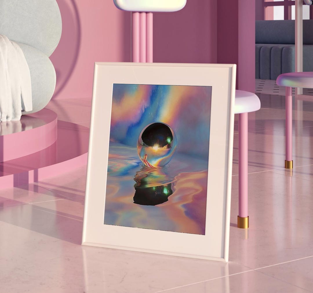 Chrome Sphere Dreamcore Art Satin Poster Art Print Holographic Chrome ...