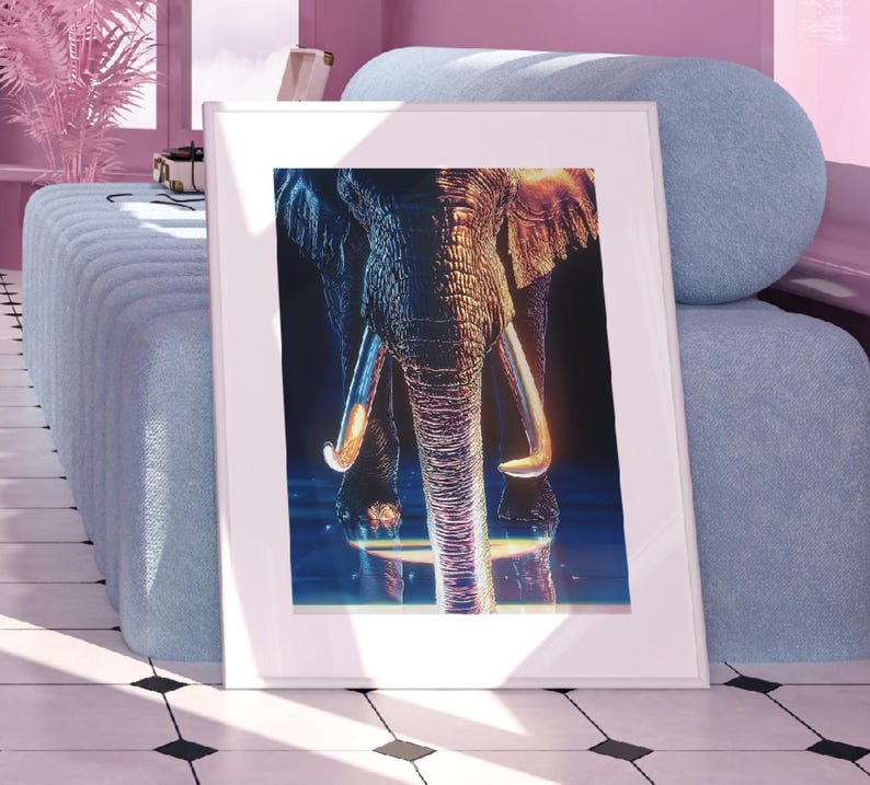 Elephant Dreamcore Art Satin Poster Art Print Home Decor Unframed Wall ...