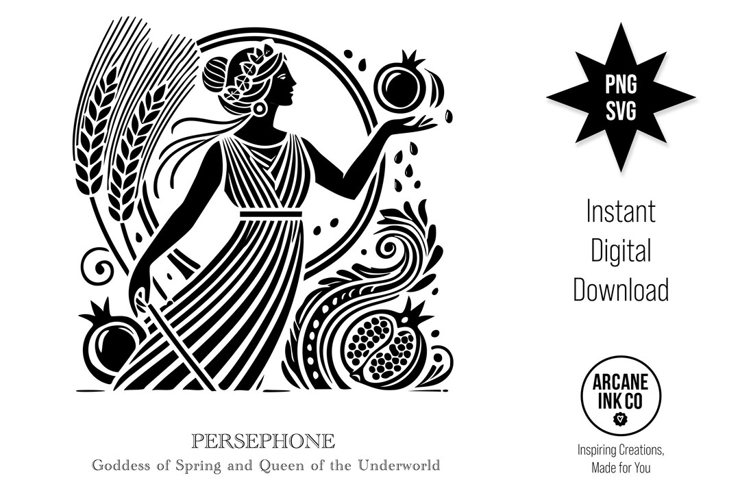 Persephone Goddess of Spring Queen of Underworld SVG PNG Clipart Greek ...