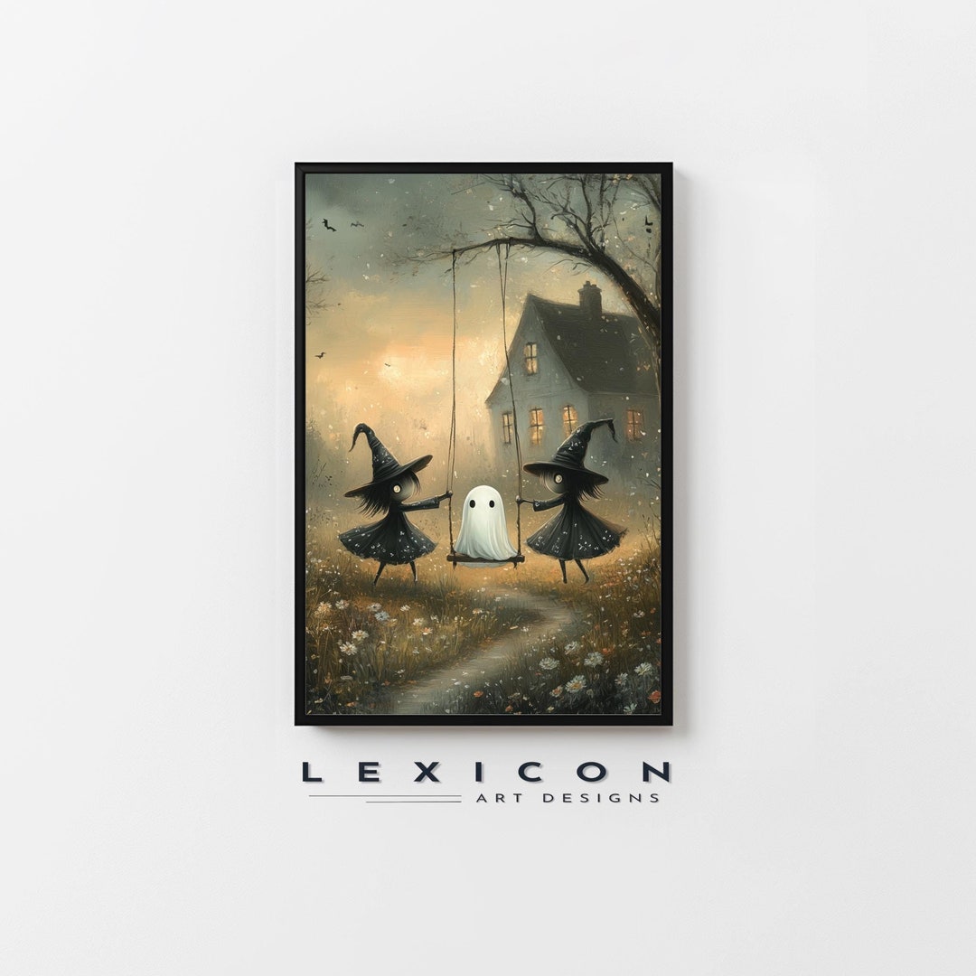 Witches and Ghost Art Print: Spooky Wildflower Field (digital Download ...