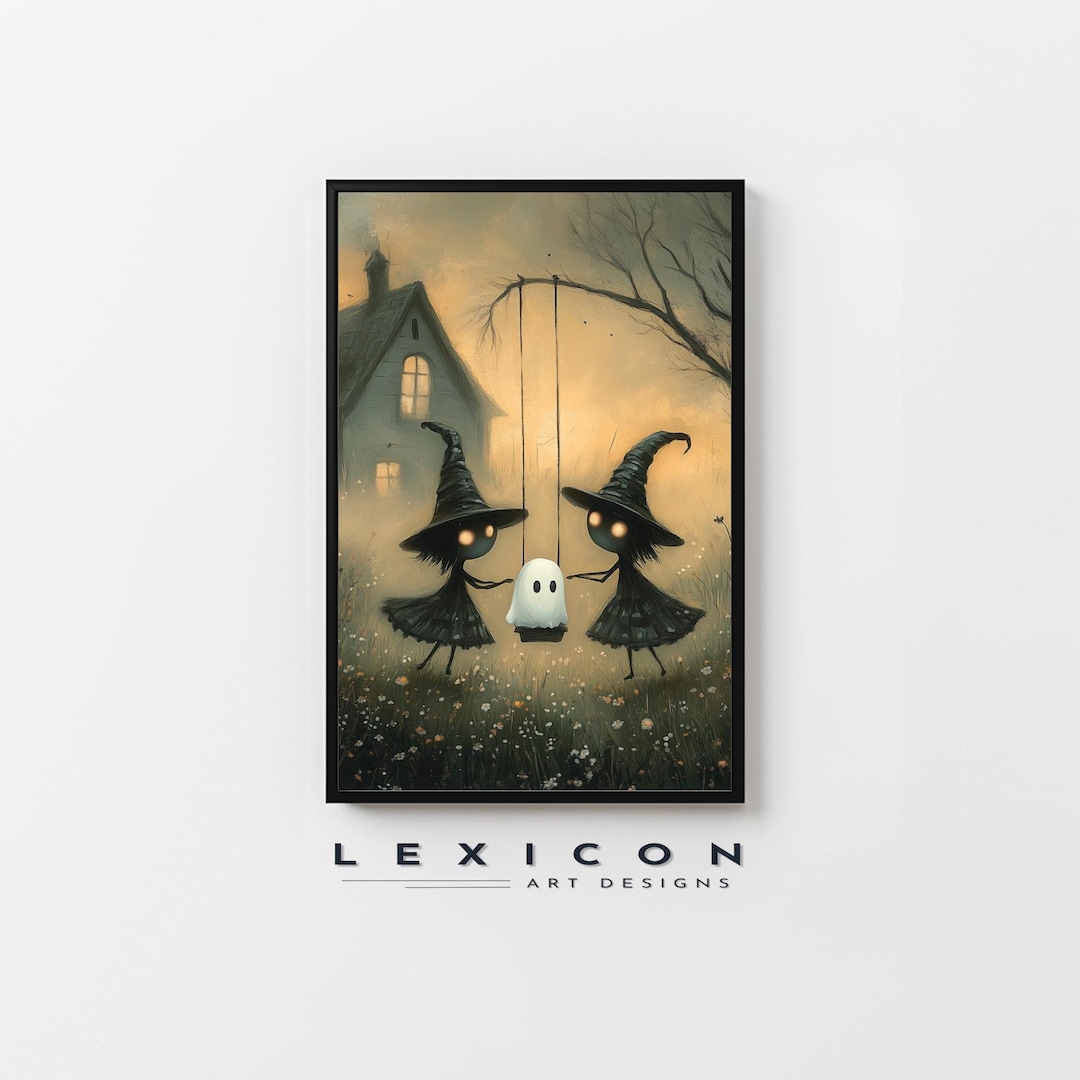 Witches and Ghost Art Print: Spooky Halloween Decor (digital Download ...