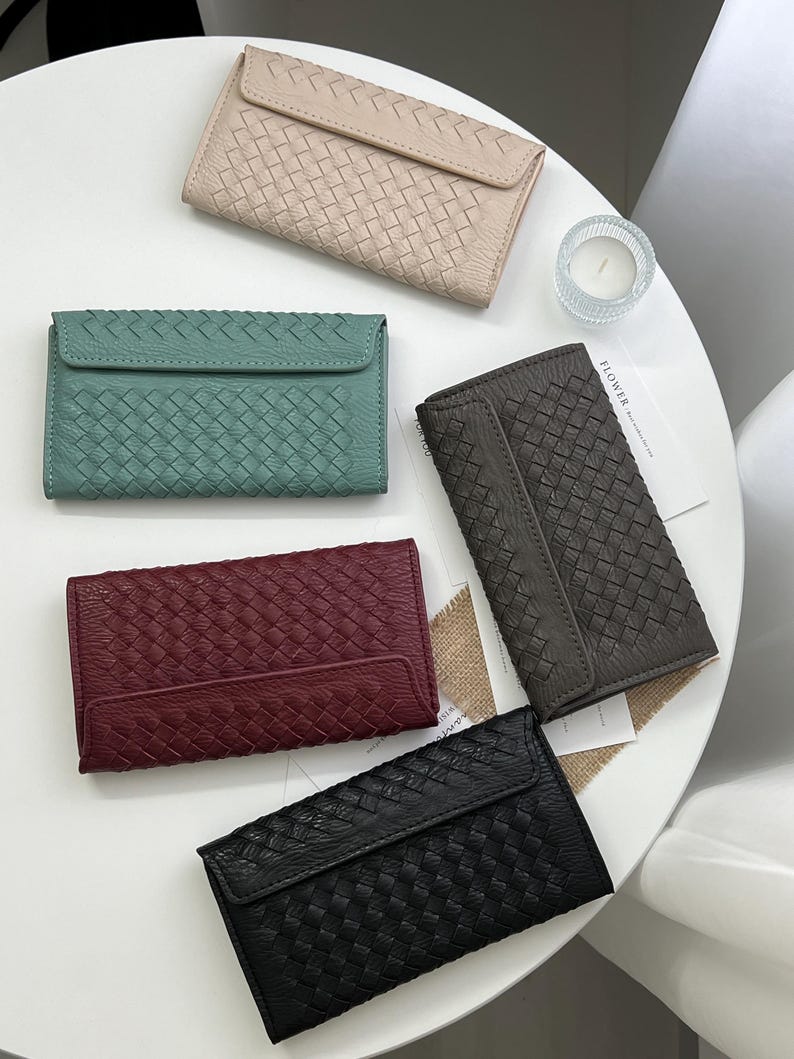 Handwoven Leather Card Holder Wallet - Etsy