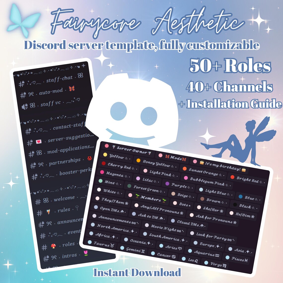 Fairycore Themed Aesthetic Discord Template, Cute, Aesthetic, Fairycore ...