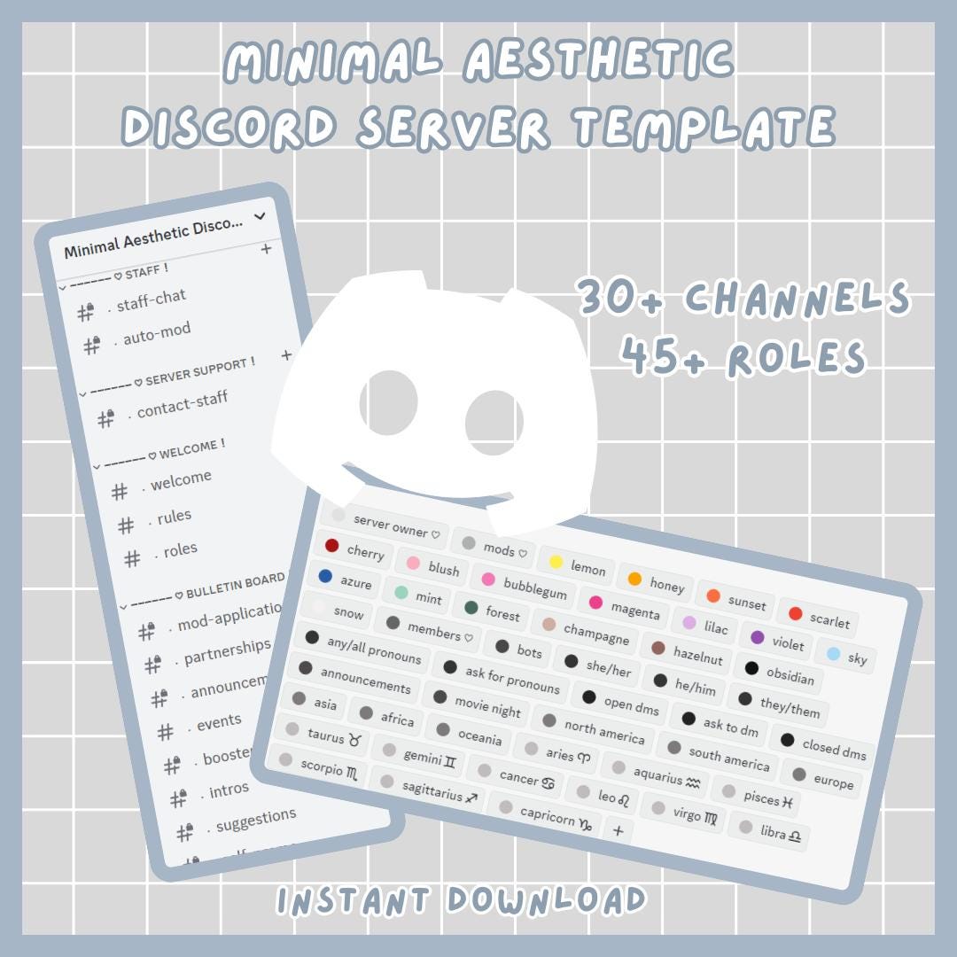 Minimal Aesthetic Discord Server Template, Roles, Channels, Hangout ...