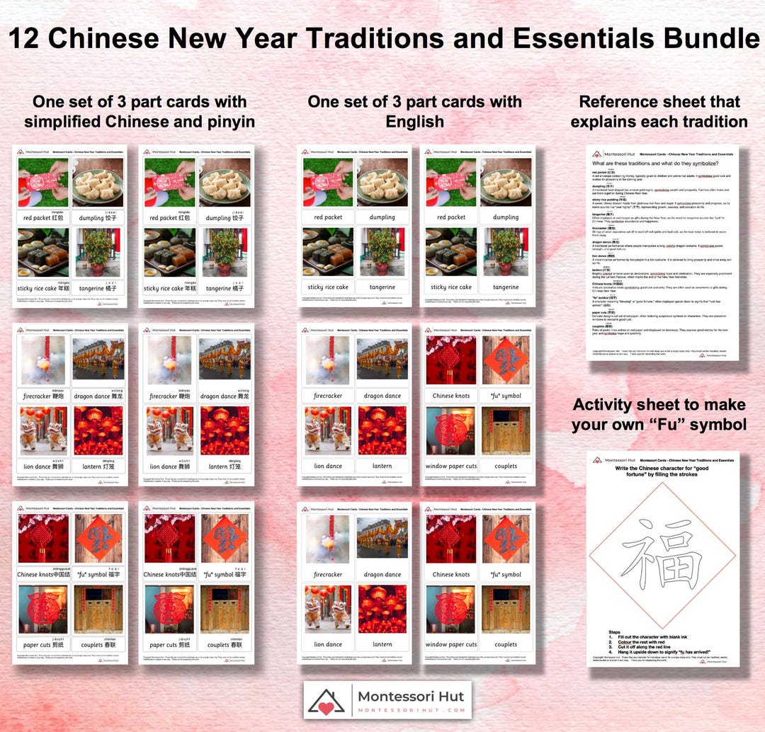 Chinese New Year/lunar New Year Tradition Montessori Language Activity ...
