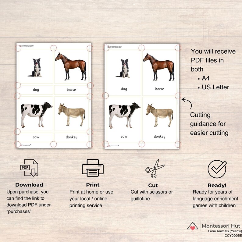 15 Farm Animals Montessori 3 Part Cards | Nomenclature | PDF ...