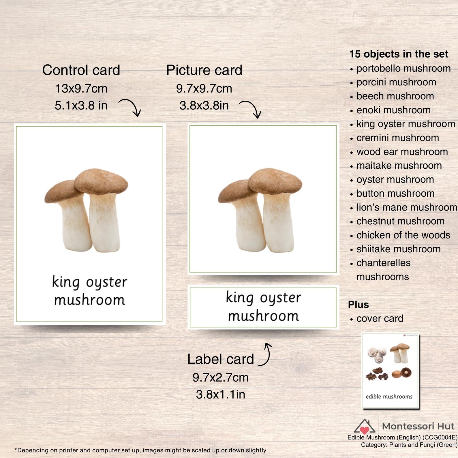 15 Edible Mushrooms Montessori 3 Part Cards|nomenclature Cards|pdf ...