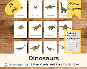 DINOSAURS • Montessori Cards • Flash Cards • Three Part Cards ...