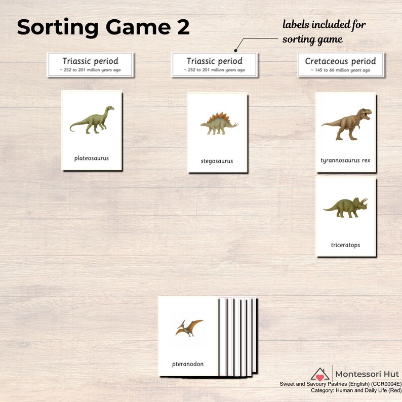 15 Dinosaurs - Montessori 3 Part Cards • Flash Cards Three Part Cards ...
