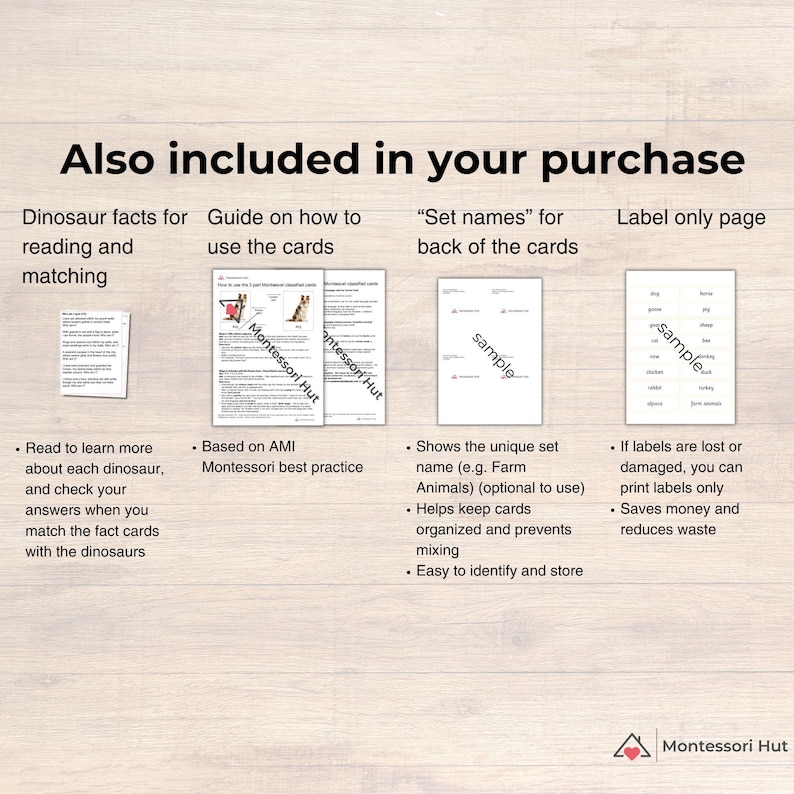 15 Dinosaurs - Montessori 3 Part Cards • Flash Cards Three Part Cards ...